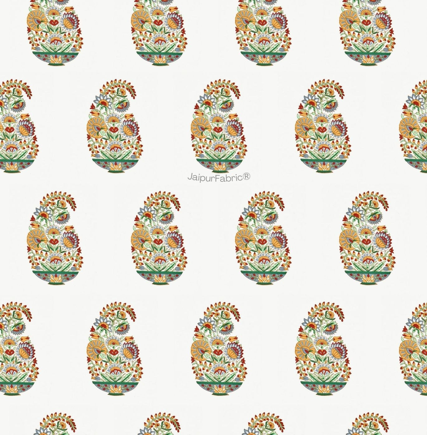 Hand Block Printed Double Bed Quilt Floral Valley Bunai Pattern Indian ...