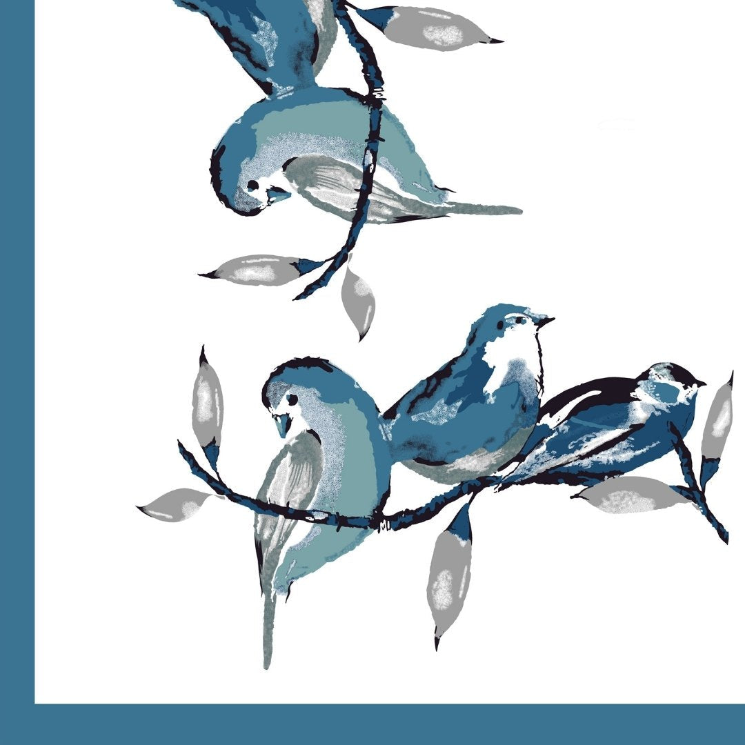 Azure Blue Tropical Trio King Size Pure Cotton Bedsheet – JaipurFabric®