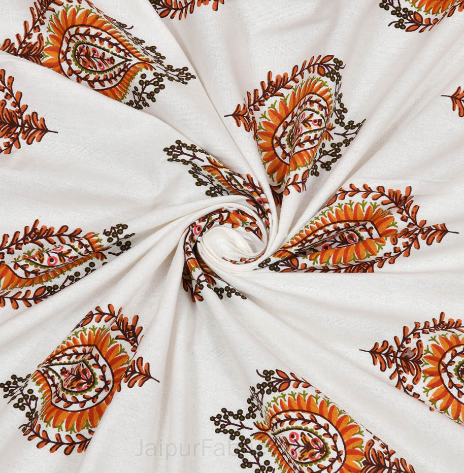 JaipurFabric® booti block print peachy king size 10 feet wide premium