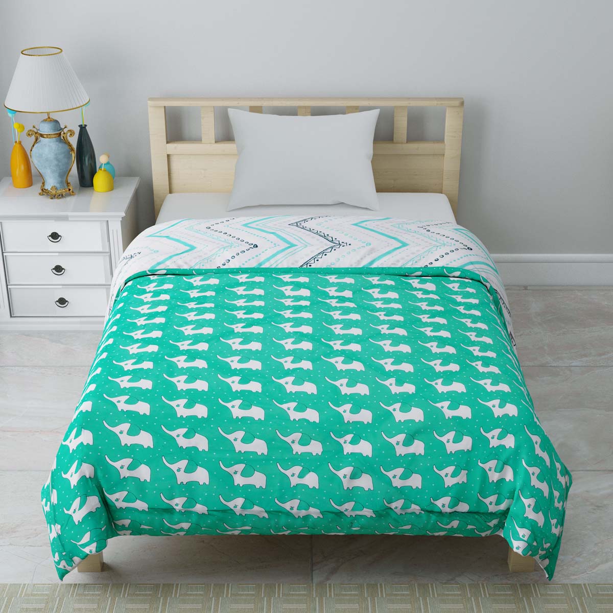 Minitrunks Green Single Bed Kids Comforter – JaipurFabric®