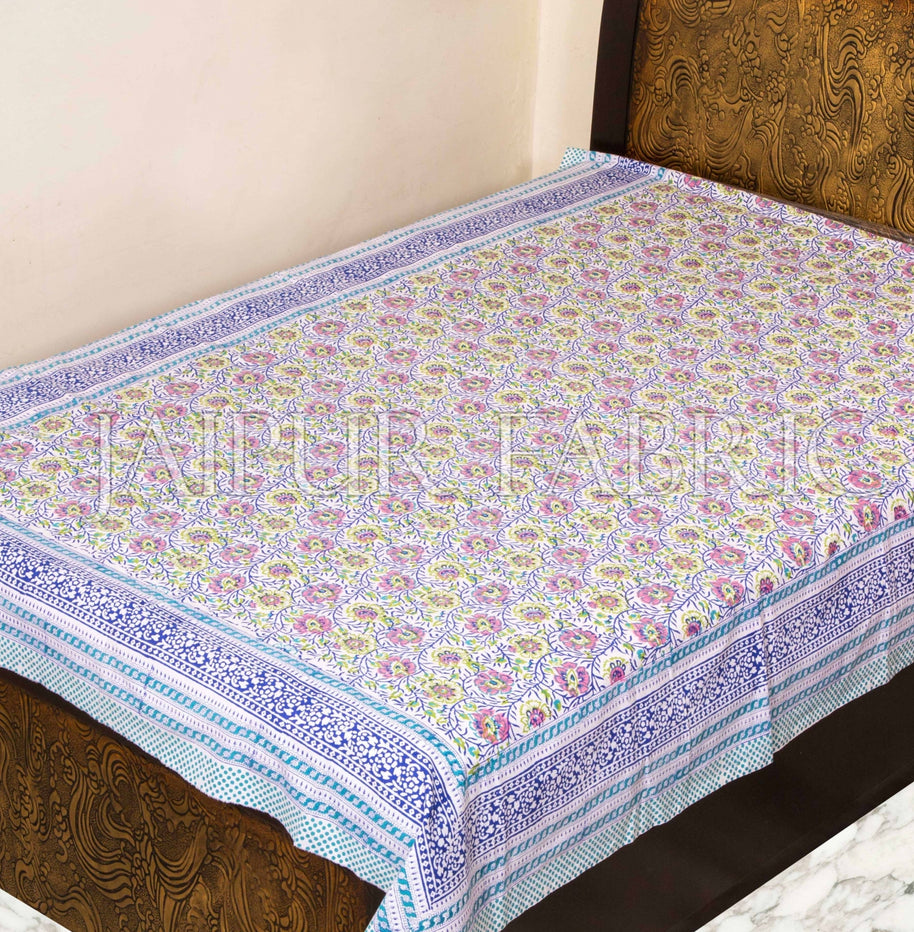 Traditional Pastel Blue Color Printed Rajasthani Single Bed Sheet ...